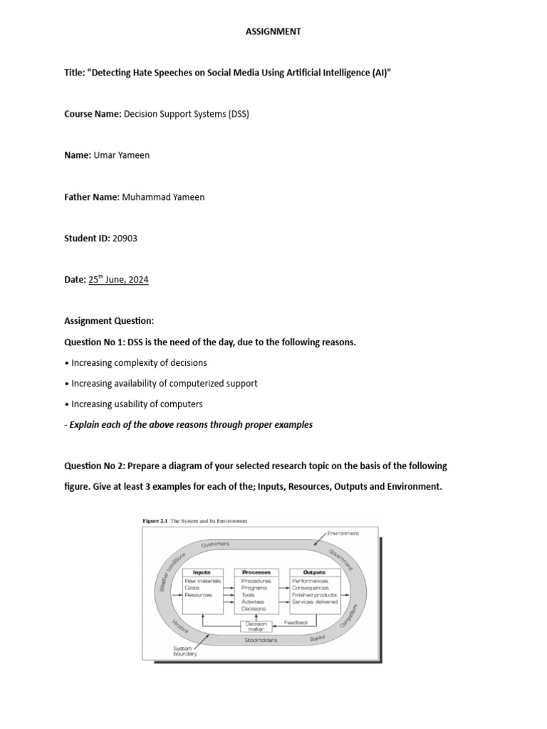 DSS Assignment | PDF | Artificial Intelligence | Intelligence (AI) & Semantics