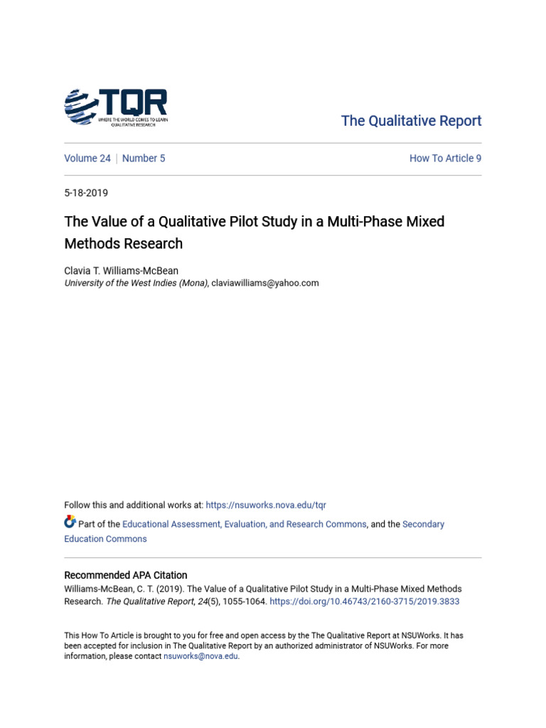 The Value of A Qualitative Pilot Study in A Multi-Phase Mixed Met | PDF ...