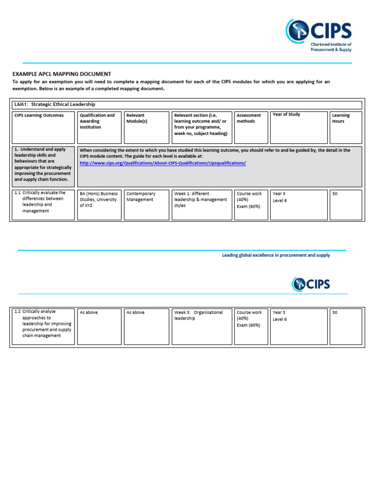 Example Apcl Mapping Document | PDF | Business