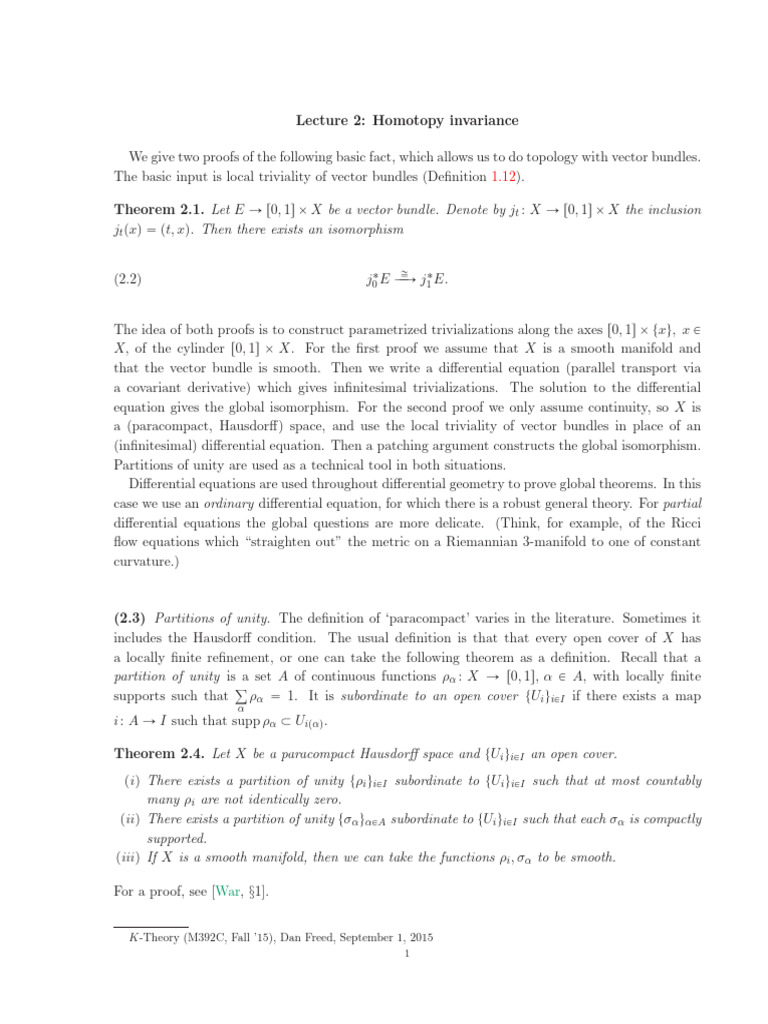 Homotopy Invariance of Pullback Bundles | PDF | Vector Space ...