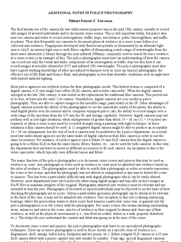 Techniques and Considerations for Effective Police Photography | PDF ...