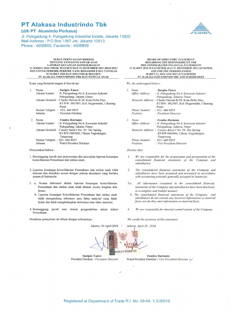 ALKA Laporan Informasi Dan Fakta Material 31632675 Lamp1 | PDF