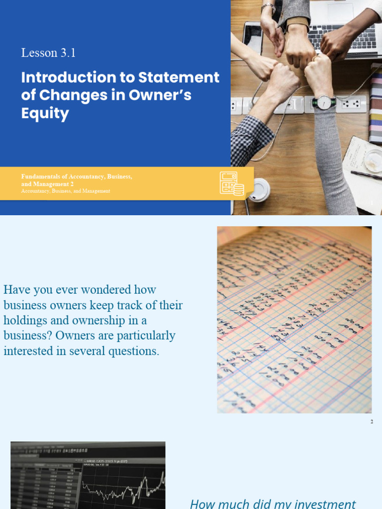 Lesson 3.1 Introduction To Statement of Changes To Owner's Equity | PDF ...