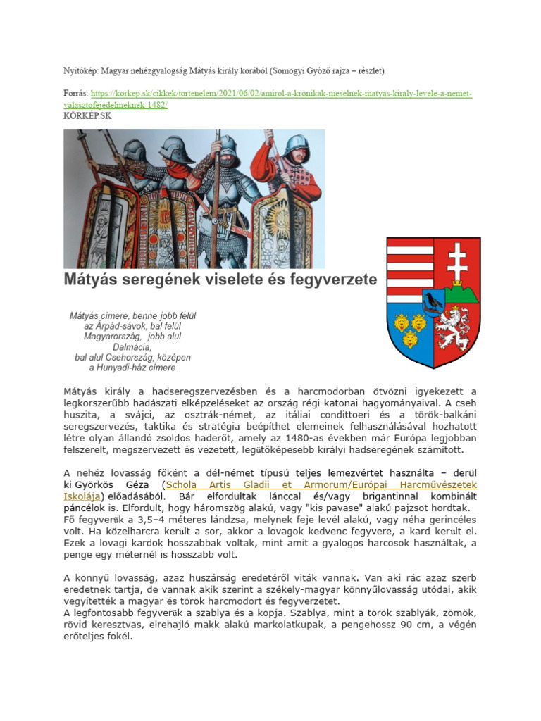 Matyas Fekete Sereg Viselete | PDF