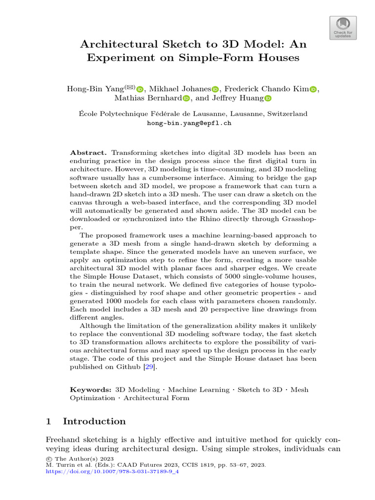 CAAD Futures2023_Architectural Sketch to 3D Model_An Experiment on Simple-Form Houses | PDF | 3 ...