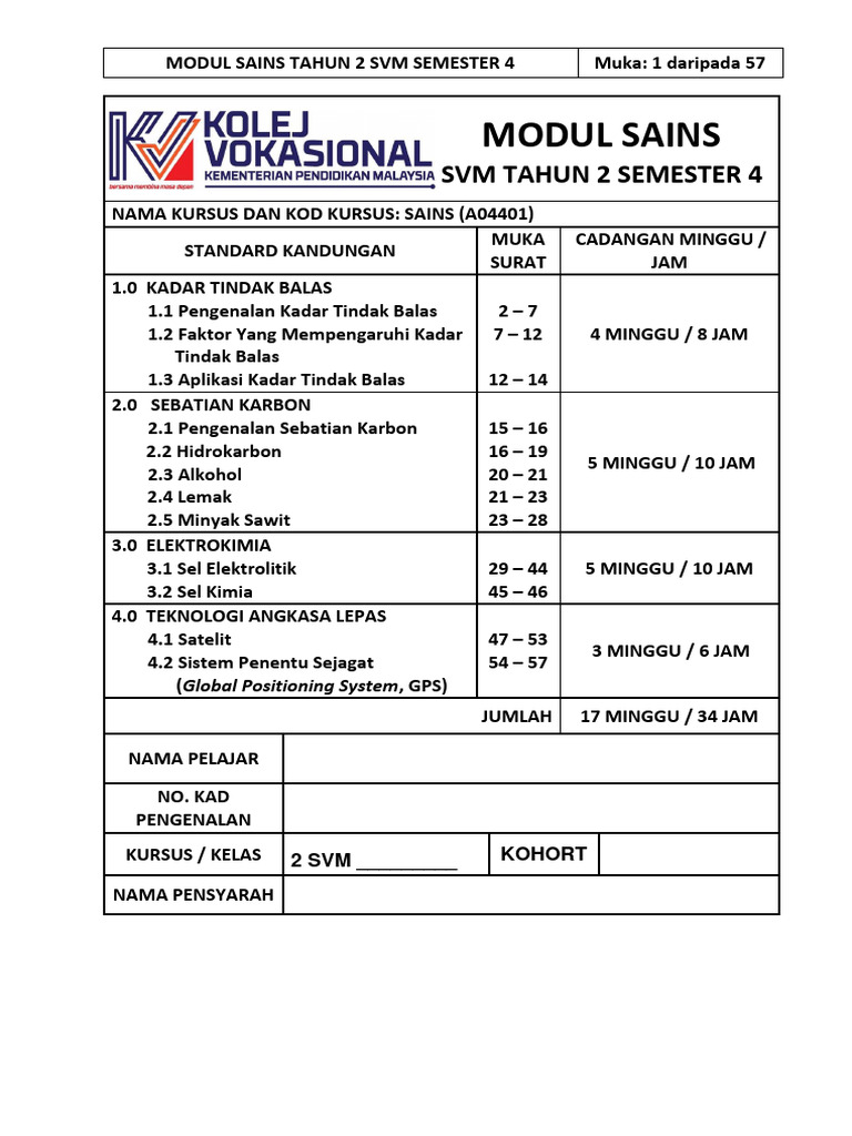 Modul KSKV Sains Semester 4 | PDF