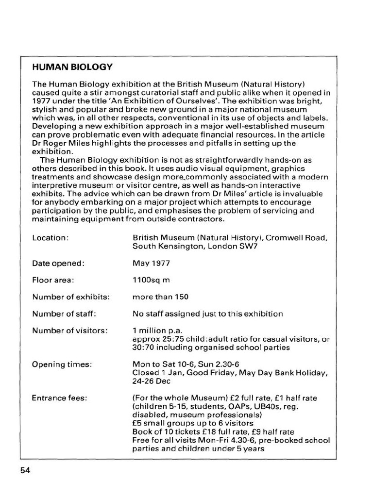 Human Biology | PDF | Museum | Experience