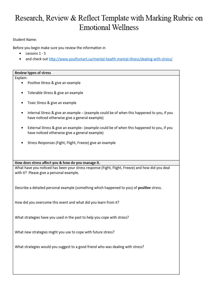 Emotional Wellness PSA Template (07.22) | PDF | Well Being | Risk