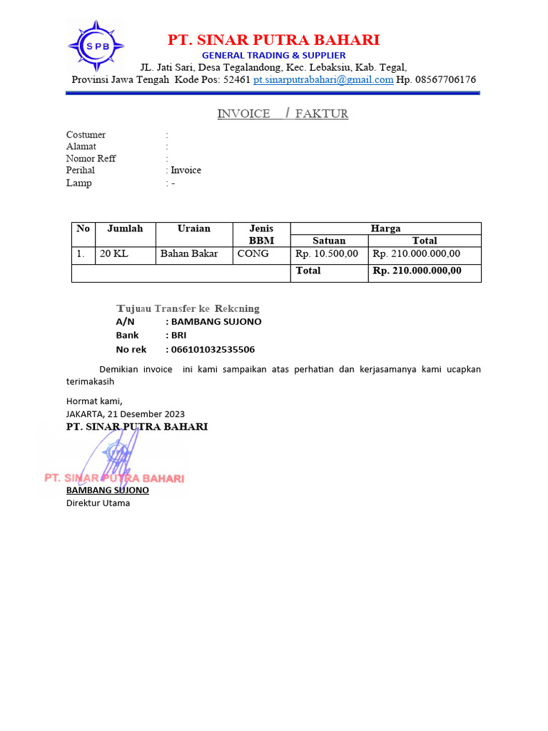 Invoice Spb Pdf