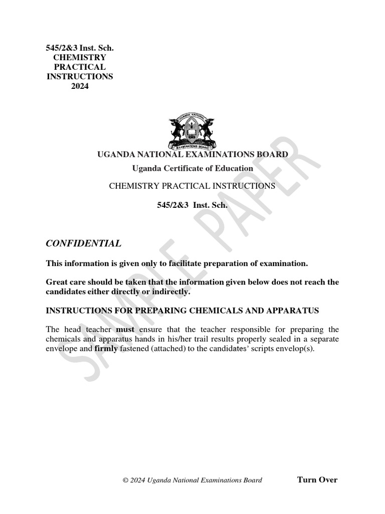 2024 Chemistry Practical Instructions | PDF | Chlorine | Atmosphere Of ...