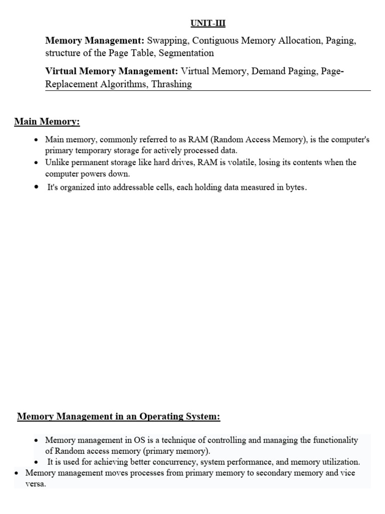 Unit Iii-1 | PDF | Computer Data Storage | Process (Computing)