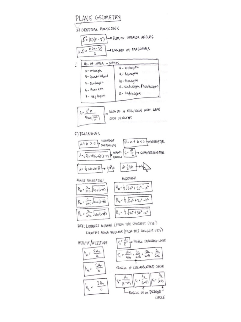 Plane and Solid Geometry - Notes | PDF