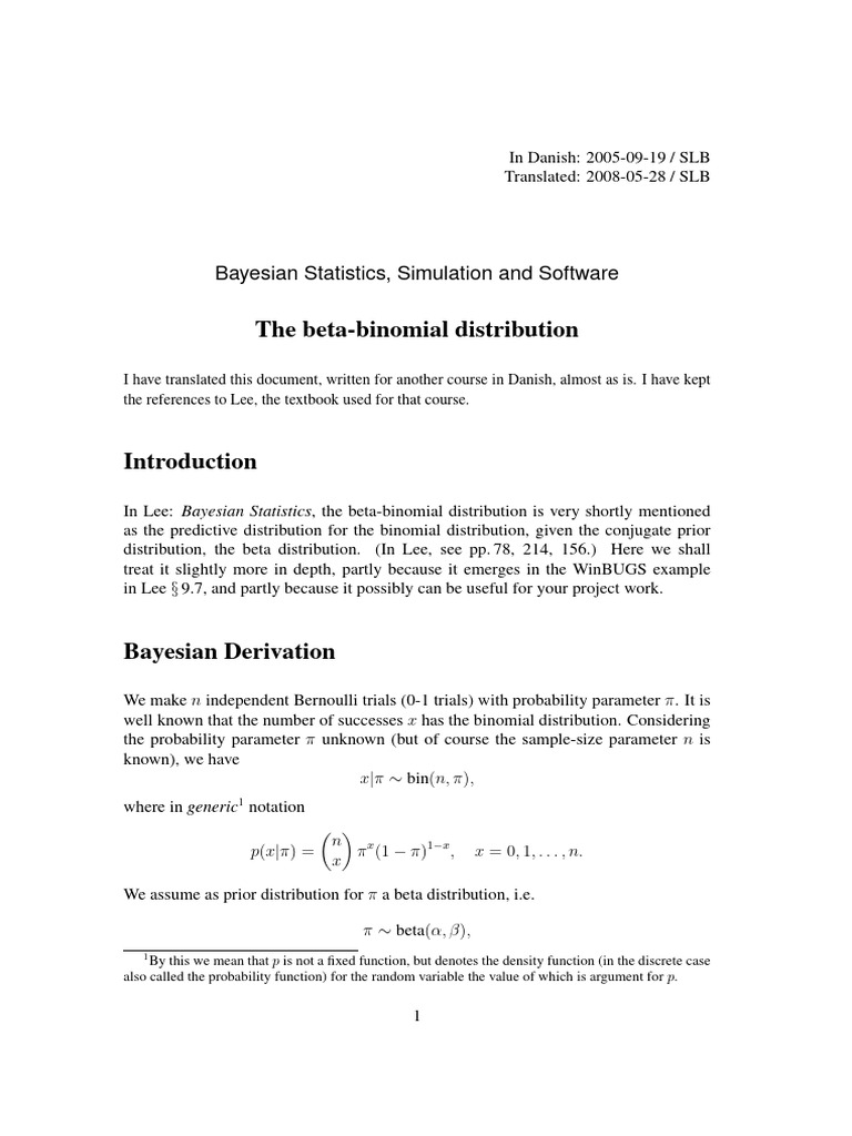 Beta Binomial Distribution | PDF | Probability Distribution | Mathematics