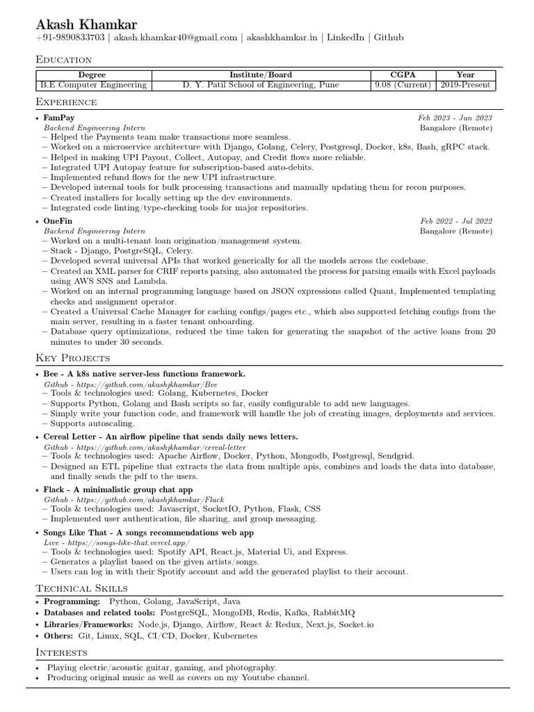 Akash Khamkar | PDF | Postgre Sql | Python (Programming Language)
