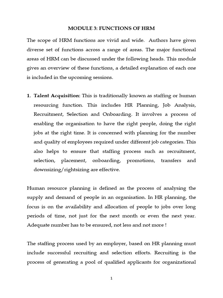 Module 3-Functions of HRM | PDF | Human Resource Management | Employment Module 3-Functions of HRM | PDF | Human Resource Management | Employment