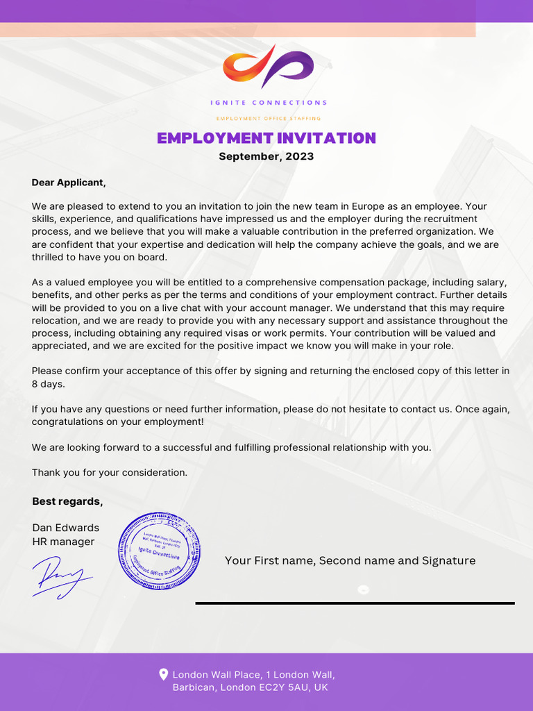 Invitation Letter | PDF | Employment | Workplace