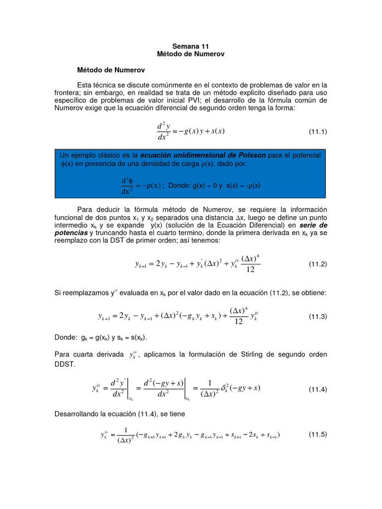 Método de Numerov para Ecuaciones Diferenciales | PDF | Ecuaciones ...