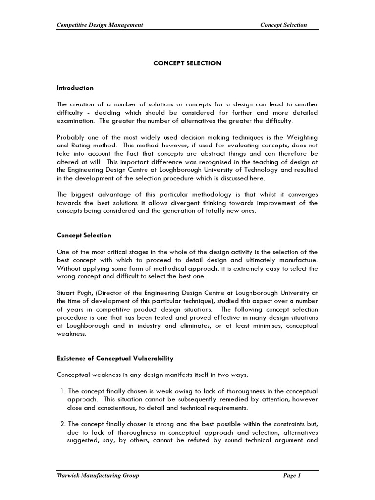 04 04 Concept Selection | PDF | Concept | Evaluation