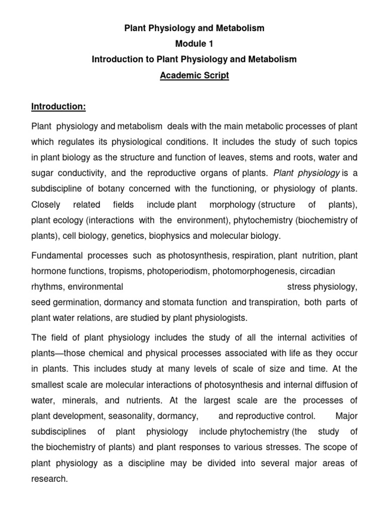 Module 1 Academic Script200318111103031111 | PDF | Plant Physiology ...