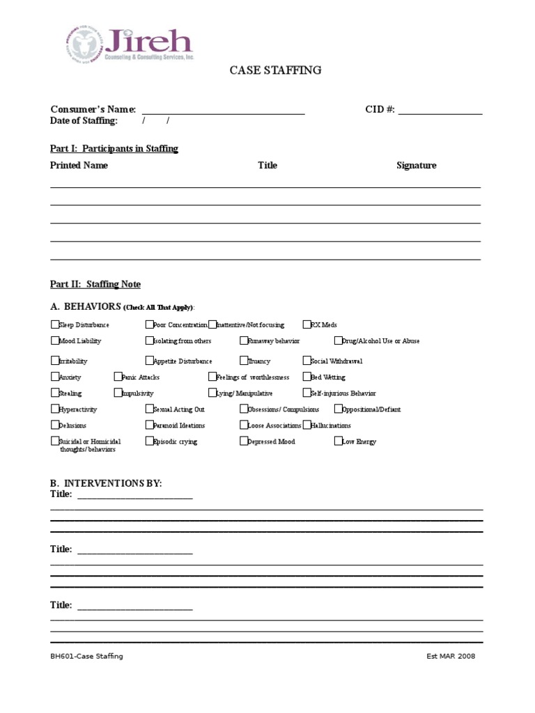 Case Staffing | PDF | Obsessive–Compulsive Disorder | Clinical Psychology