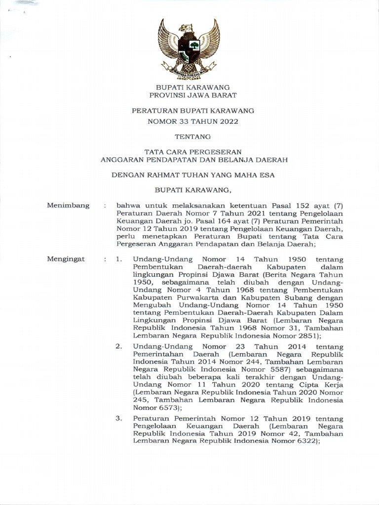 Perbup 33 Tahun 2022 | PDF