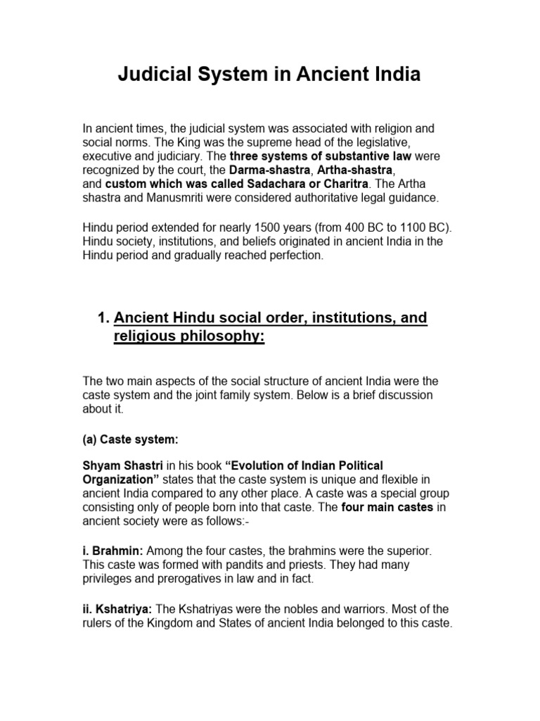 Ancient Indian Judicial System Overview | PDF | Lawsuit | United States ...