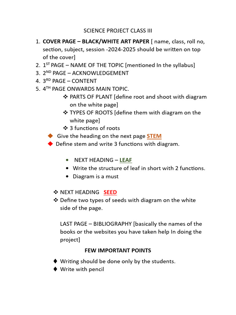Science Project Class Iii | PDF