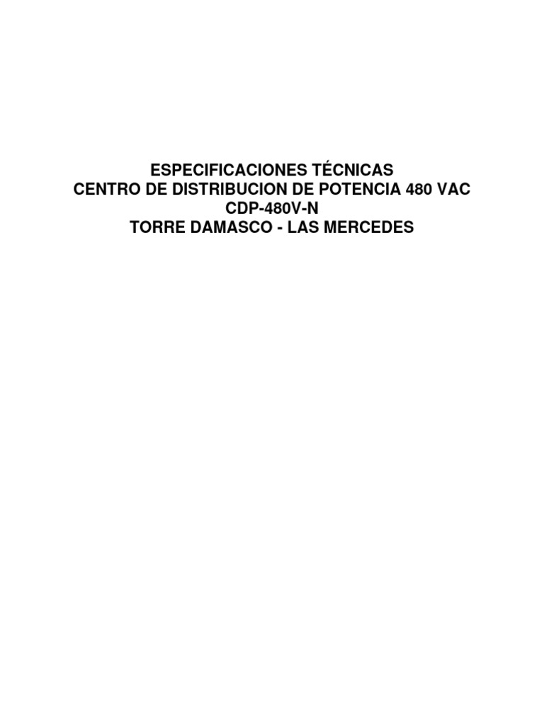 Especif - Tec - Cdp-480-n Las Mercedes (Final) | PDF | Transformador ...