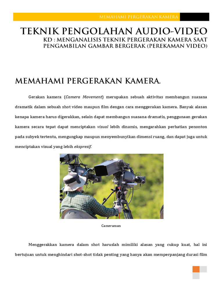 Teknik Pengambilan Gambar Bergerak | PDF