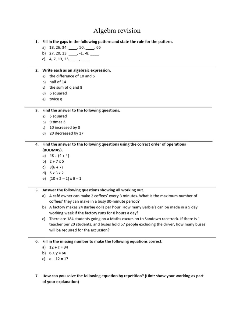 Algebra revision | PDF | Mathematical Objects | Mathematics