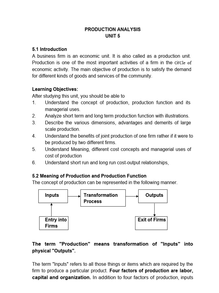 Managerial Economics 5 | PDF | Production Function | Factors Of Production