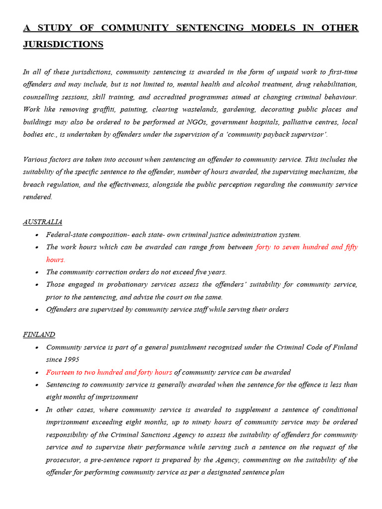 Community Sentencing Models Study | PDF | Crimes | Crime & Violence
