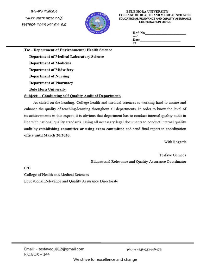 Letter of Quality Office | PDF | Nursing | Medicine