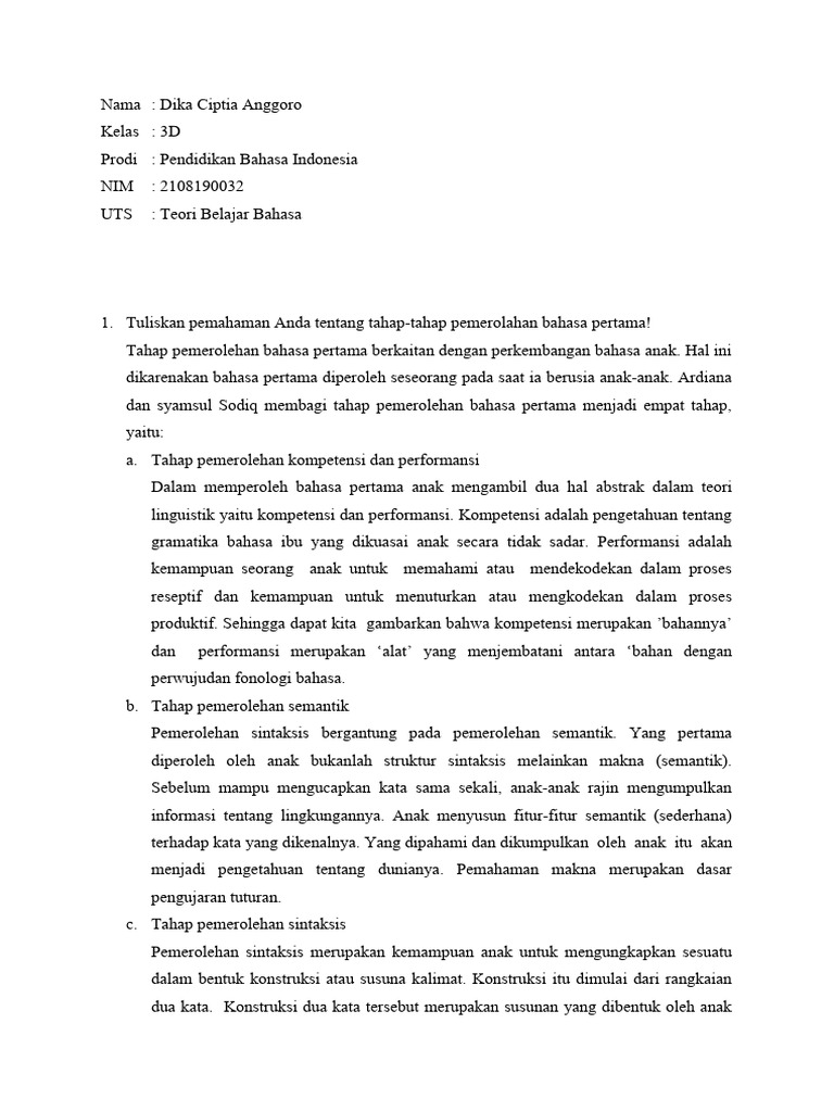 Teori Belajar Bahasa | PDF