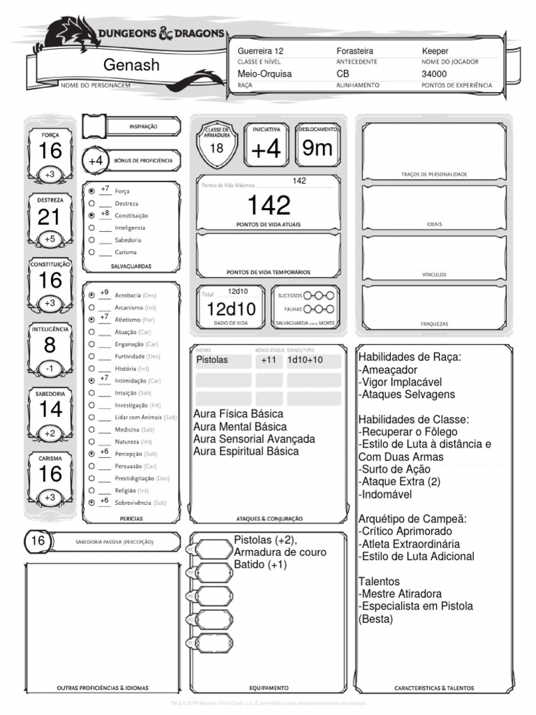 Ficha de Personagem de RPG | PDF