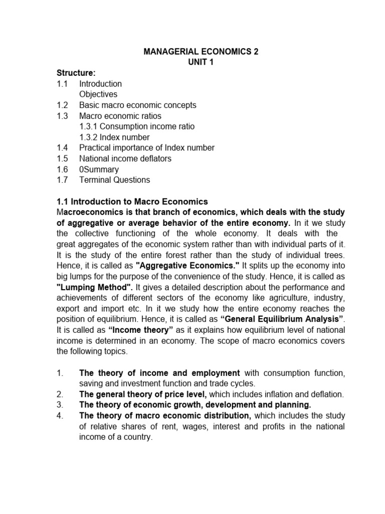 Managerial Economics 2 Unit 1 | PDF | Cost Of Living | Macroeconomics