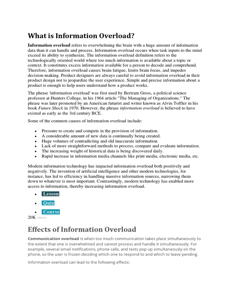 information overload | PDF | Information | Social Psychology