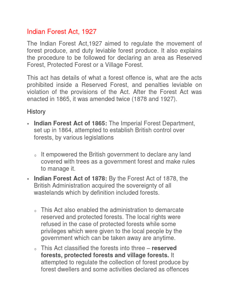Indian Forest Act | PDF | Forests | Conservation Biology