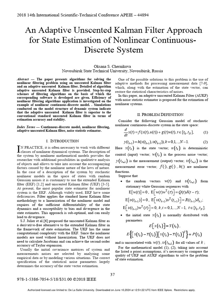 An Adaptive Unscented Kalman Filter Approach For State Estimation of ...