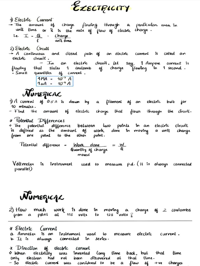 Electricity Notes | PDF