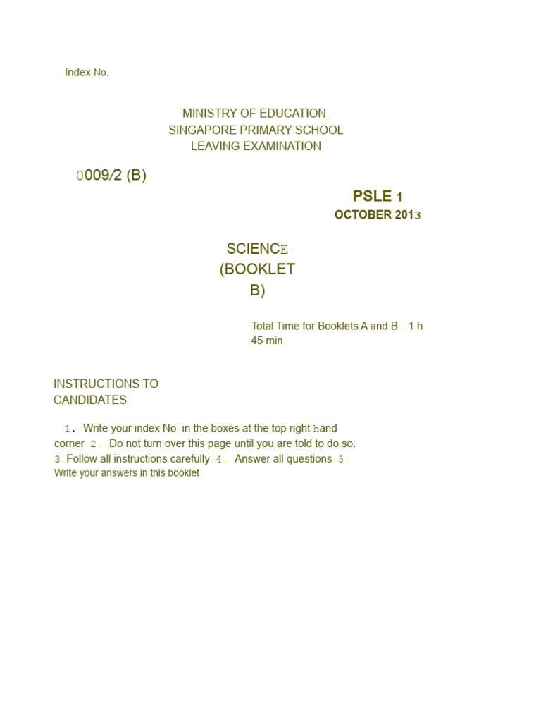 2013 Psle Science Booklet B | PDF | Plants | Water