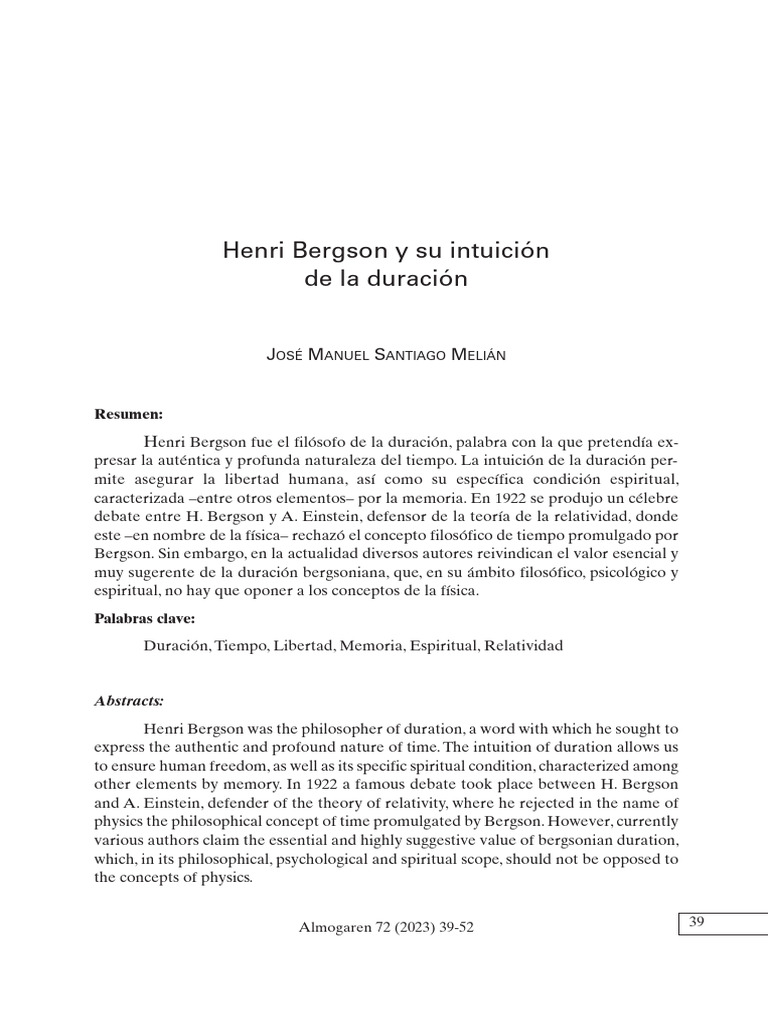Intuición de La Duracion | PDF | Henri Bergson | Hora