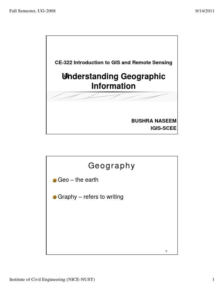 Lect 01 - Understanding Geographic Information | PDF | Latitude | Geography