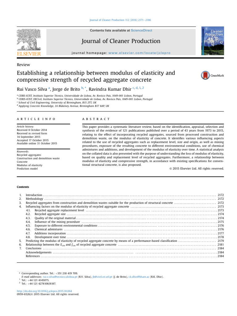 Establishing A Relationship Between Modulus of Elasticity and Compressive Strength of Recycled ...