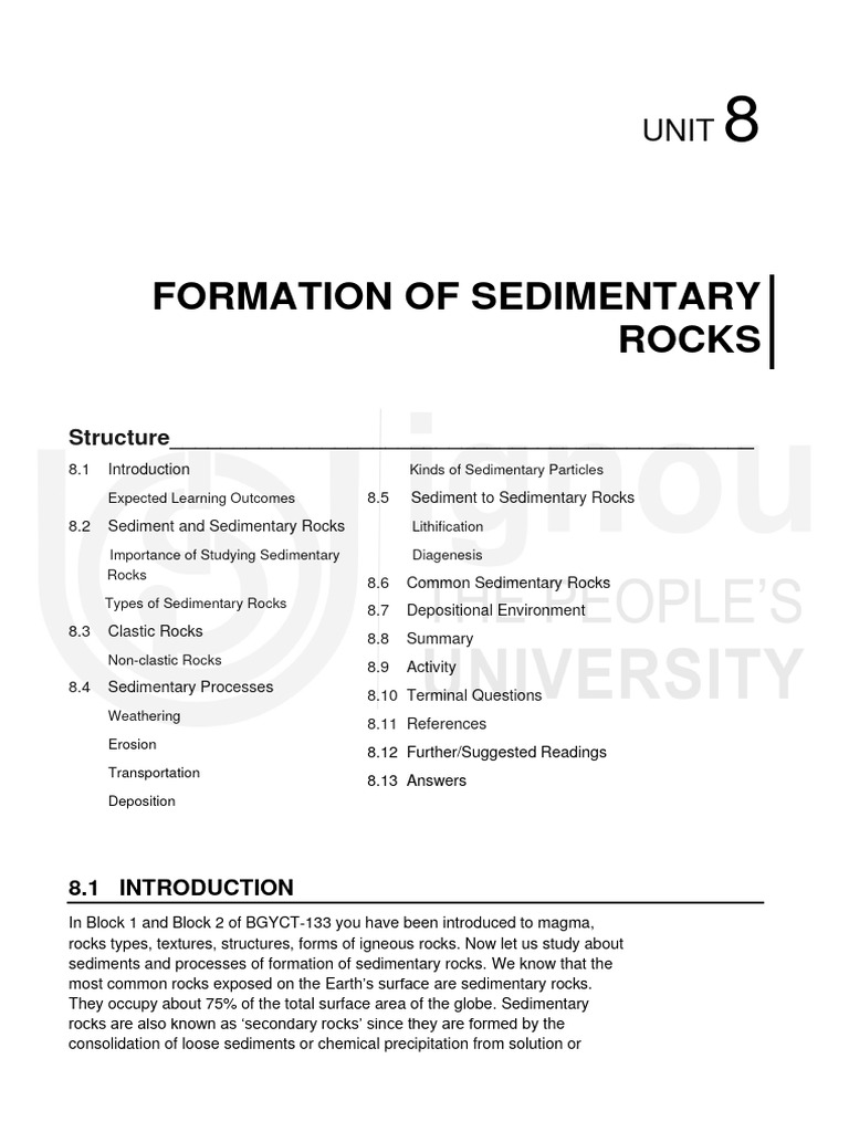 Formation of Sedimentary Rocks | PDF | Sedimentary Rock | Clastic Rock
