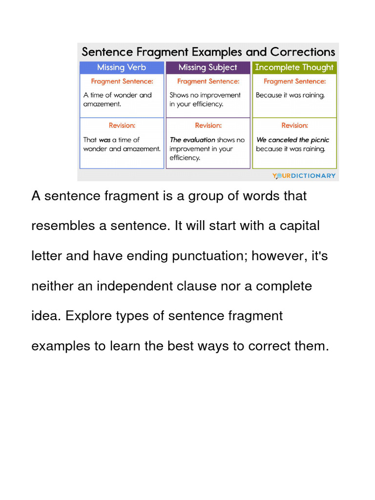 A Sentence Fragment Is A Group of Words That Resembles A Sentence | PDF ...