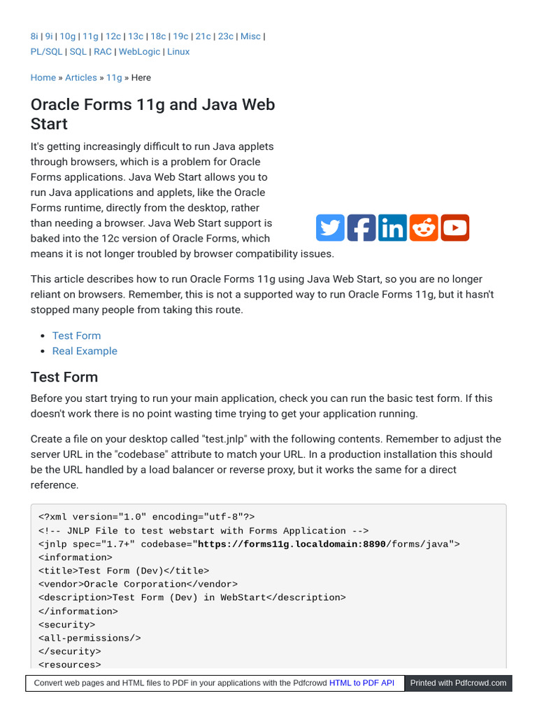 Oracle Forms 11g And Java Web Start Pdf Java Programming Language 0353
