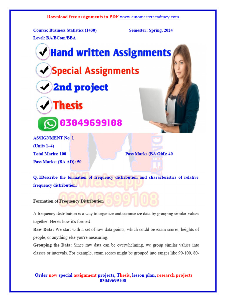 Free Assignments in PDF: Order Special Projects, T Lesson Plan, 03049699108 | PDF | Statistical ...