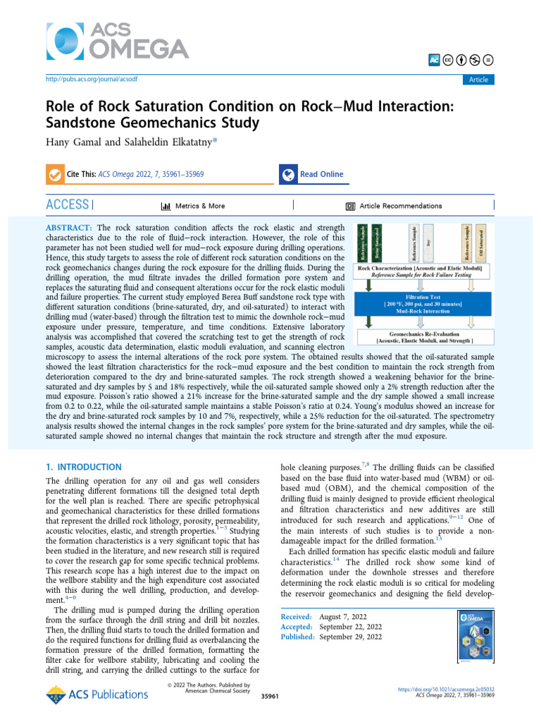 Role of Rock Saturation Condition On Rock-Mud Inte | PDF | Young's ...