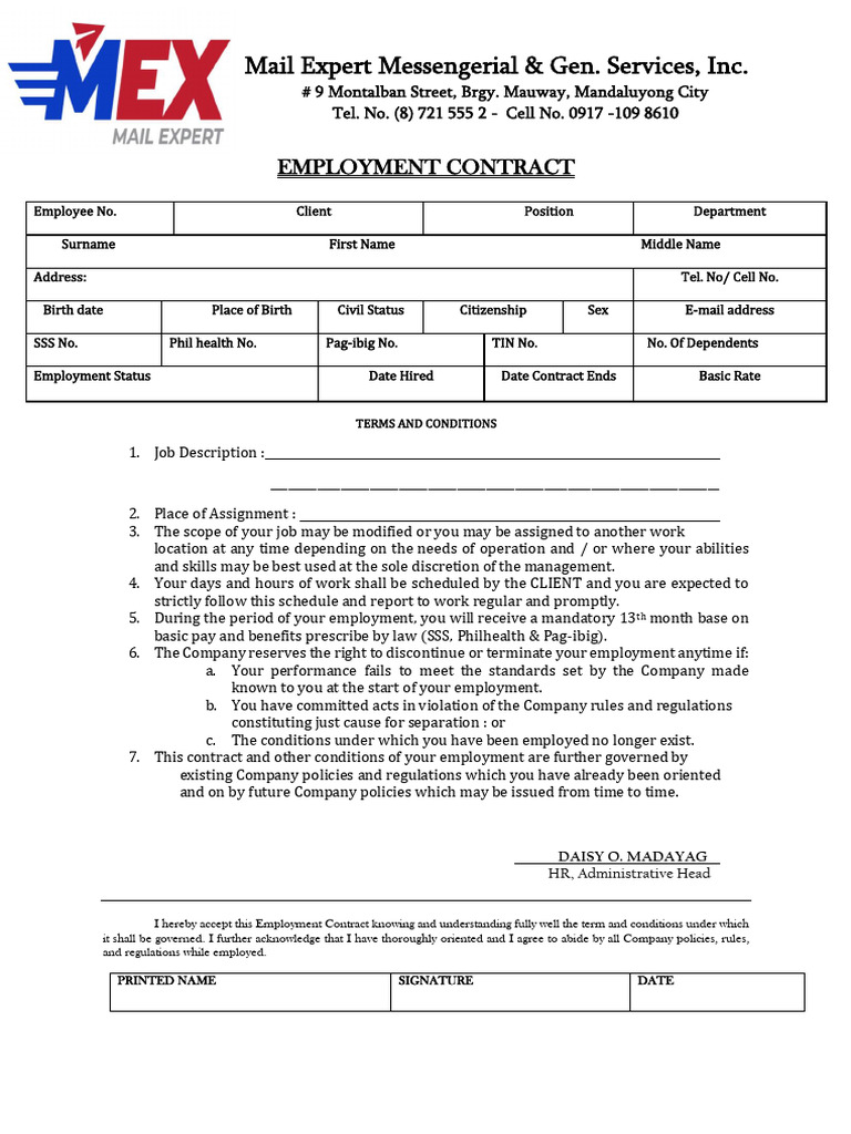 Employment Contract Template for Services | PDF | Employment | Government